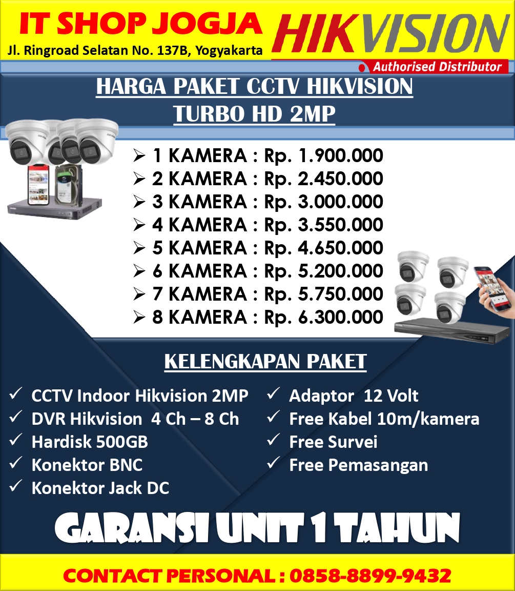 Harga Paket Pemasangan CCTV Hikvision Turbo Full HD 1080P Resolusi 2MP ...